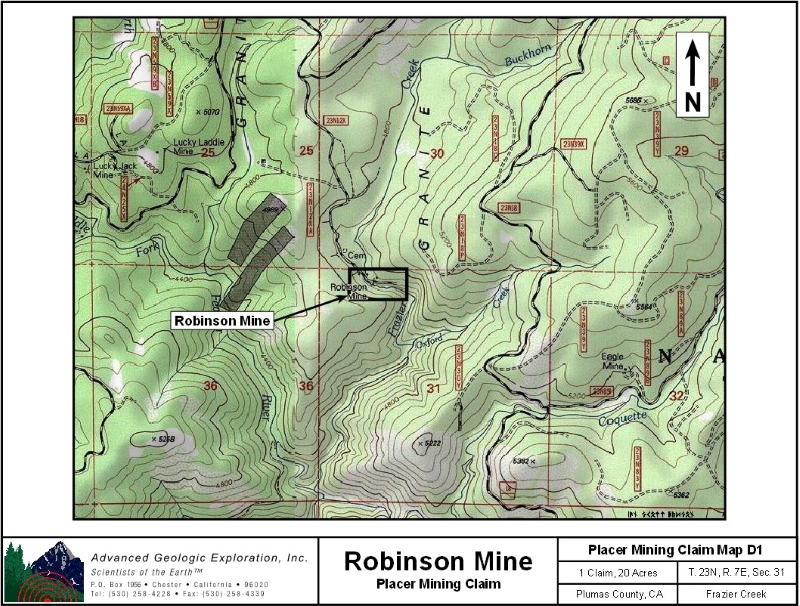 AGE, Claims For Sale, Granite Basin- Boulder Creek, Robinson Mine